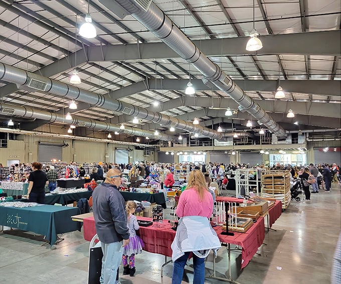 The Tulsa Flea Market's distinctive red-roofed exterior might not scream "architectural marvel," but for treasure hunters, it's the equivalent of spotting El Dorado on the Oklahoma horizon.