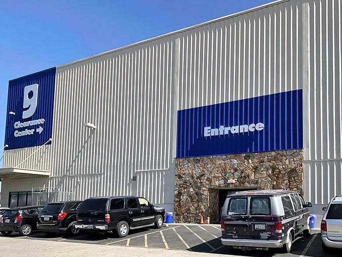 The iconic blue "g" welcomes treasure hunters to this no-frills paradise where one person's castoffs become another's prize discoveries.