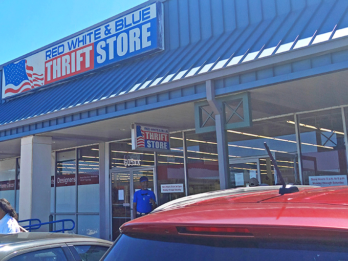The patriotic blue exterior announces itself with all the subtlety of a Fourth of July parade&mdash;a fitting preview of the bargain explosion waiting inside.