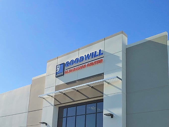 The treasure hunter's paradise stands unassuming in the desert sun, its white walls hiding a wonderland of bargains waiting to be discovered inside.