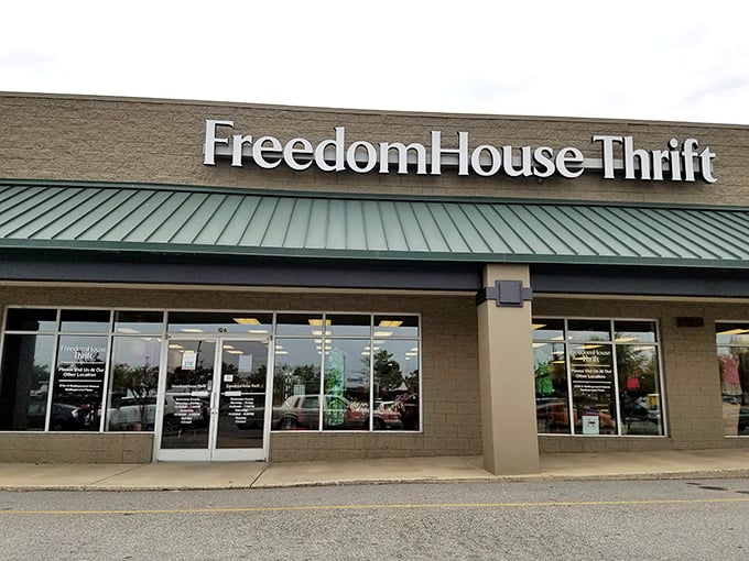 The unassuming exterior of Freedom House Thrift belies the treasure trove waiting inside. Like a thrift store speakeasy, you need to know what's behind those doors.