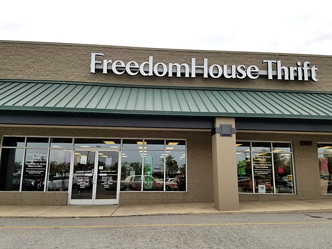 The unassuming exterior of Freedom House Thrift belies the treasure trove waiting inside. Like a thrift store speakeasy, you need to know what's behind those doors.