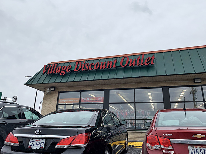 The unassuming exterior of Village Discount Outlet belies the treasure trove within. Like a budget-friendly TARDIS, it's much bigger on the inside.