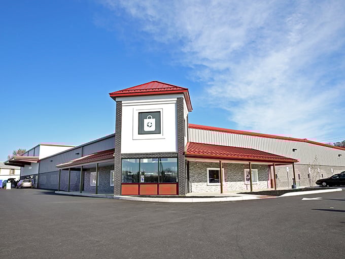 The distinctive red-roofed building stands like a beacon for bargain hunters. This isn't just any thrift store&mdash;it's a treasure-hunting headquarters.