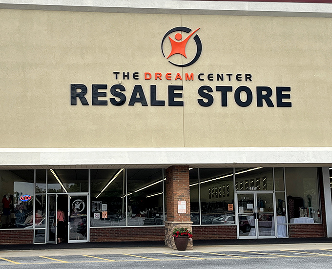 The storefront promises treasure hunting adventures within those walls. Like a retail archaeological dig where the artifacts cost less than your morning coffee.