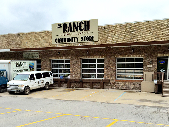 The fleet of delivery trucks outside The Ranch Community Store looks like Santa's workshop relocated to Morgantown. Treasure hunting begins here!