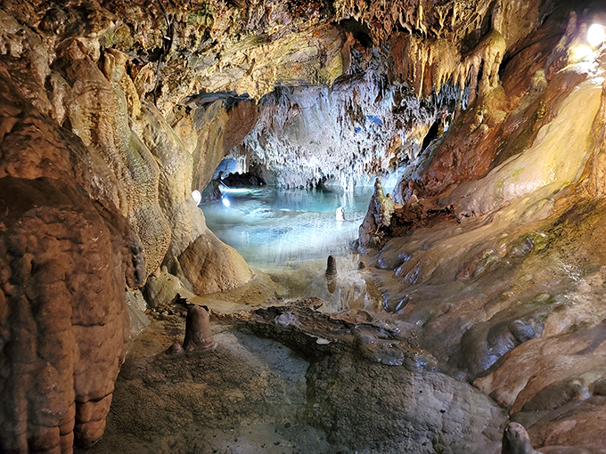Nature's underground art gallery awaits at Indian Echo Caverns, where limestone formations tell stories millions of years in the making.