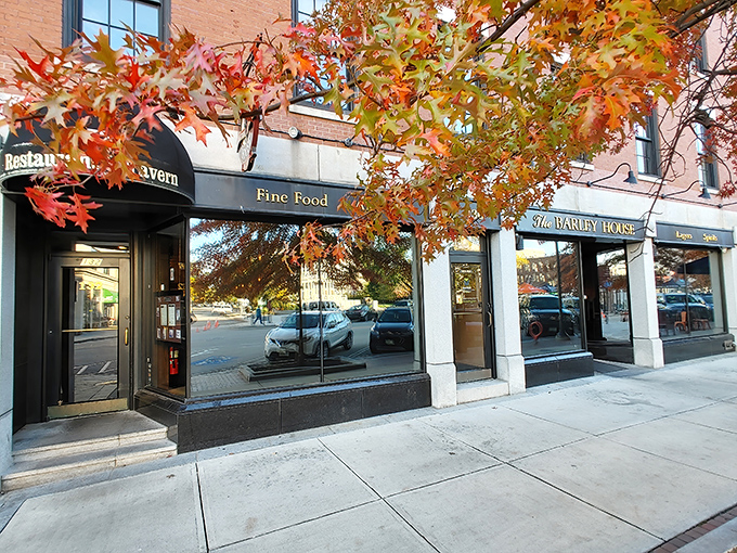 The classic red brick fa&ccedil;ade of The Barley House beckons like an old friend, with cheerful red umbrellas promising good times on the patio.
