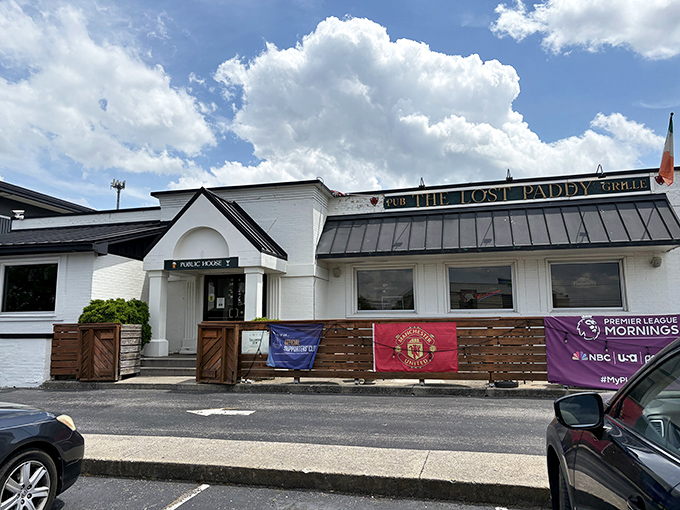 The unassuming exterior of The Lost Paddy beckons like an old friend, promising Irish comfort in Nashville's bustling landscape.