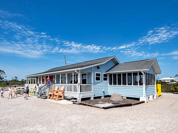 A slice of coastal paradise painted sky blue, LongBill's beckons with its charming wraparound porch and the promise of seafood worth writing home about.