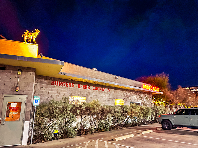 The unassuming exterior of Rodeo Goat hides culinary treasures within. Like a book you can't judge by its cover, this concrete building houses burger perfection.