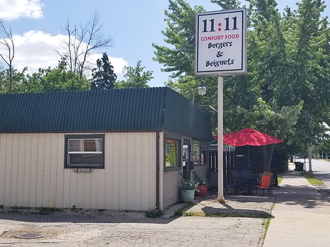 The unassuming exterior of 11:11 Burgers & Beignets proves once again that in Wisconsin, culinary treasures often hide in plain sight.