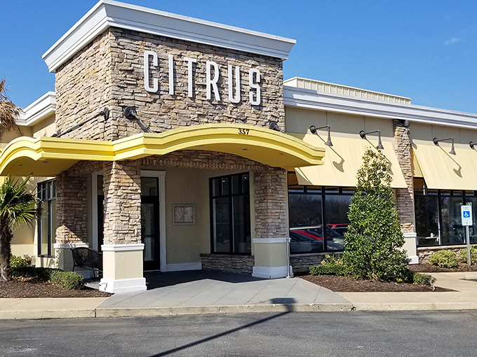 Citrus welcomes hungry visitors with its distinctive stone facade and cheerful yellow awning&mdash;like sunshine beckoning you to breakfast paradise.