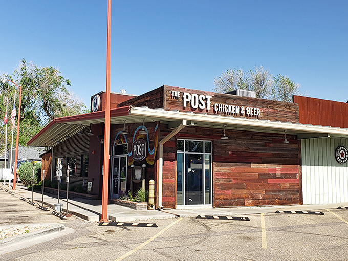 The Post's exterior blends rustic charm with industrial flair, like a country barn that went to design school and graduated with honors.