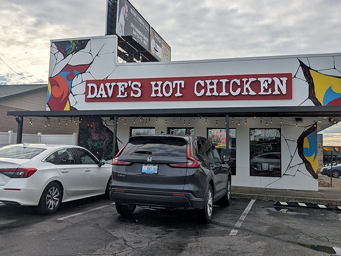 The neon glow of Dave's Hot Chicken beckons heat-seekers like a spicy lighthouse guiding hungry sailors home to crispy, fiery salvation.