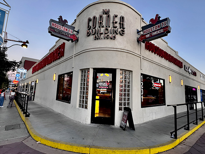 The historic Huntridge Building has found its fiery new purpose as home to Houston TX Hot Chicken, where Vegas heat isn't just about the weather.