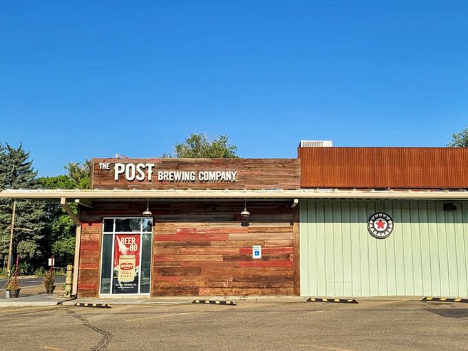 The Post's exterior blends rustic charm with industrial flair, like a country barn that went to design school and graduated with honors.