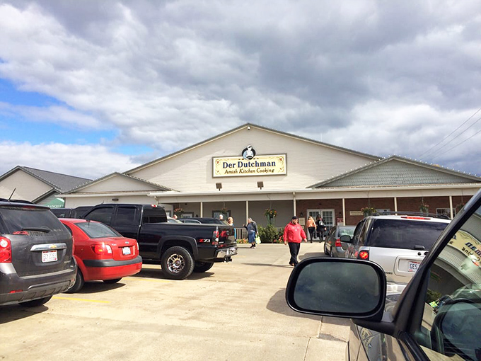 The welcoming facade of Der Dutchman stands like a beacon of comfort food, promising Amish cooking that's worth the journey to Walnut Creek.