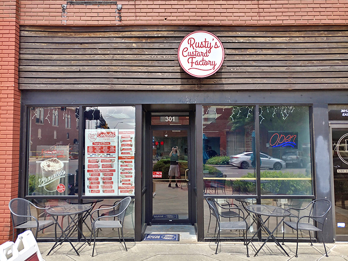 The brick fa&ccedil;ade of The Custard Factory beckons like a sweet siren song, promising frozen bliss on Campus Corner. Those white chairs? Reserved for people with very good life decisions.