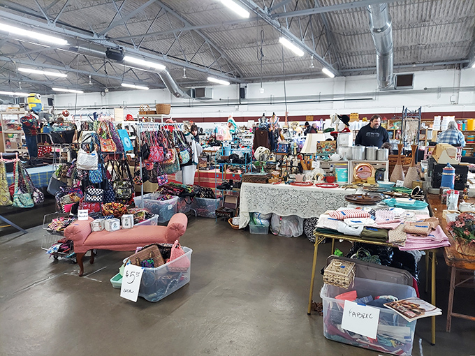 The treasure hunter's paradise unfolds under high ceilings, where yesterday's forgotten items become tomorrow's cherished finds.