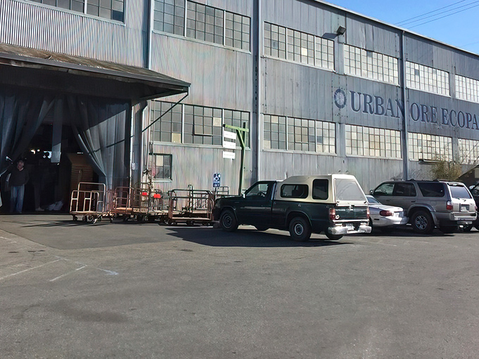 The unassuming exterior of Urban Ore Ecopark belies the wonderland of treasures within. Like a time machine disguised as a warehouse.