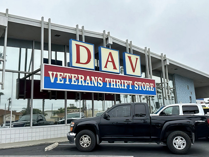 The DAV Veterans Thrift Store stands proudly like a retail fortress of forgotten treasures waiting for rediscovery.