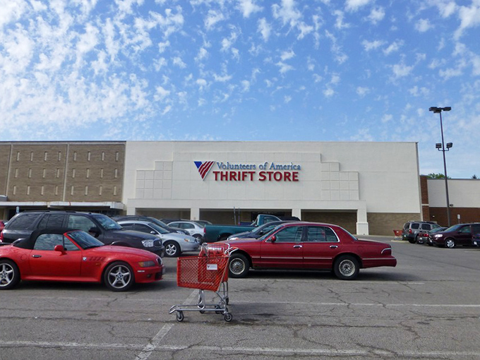 The unassuming exterior hides a treasure trove within. Like finding a secret portal to bargain heaven under Ohio's big blue sky.