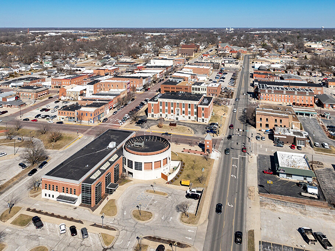 Brick streets lined with flowering trees transform downtown Fulton into a picturesque postcard every spring, nature's way of celebrating small-town charm.