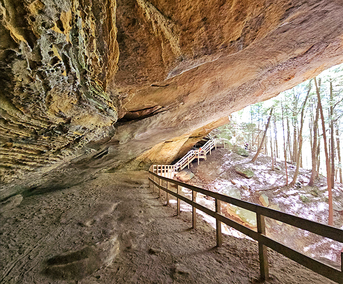 Nature's own architectural marvel, this sandstone walkway feels like stepping into a fantasy novel where the rocks tell ancient stories.