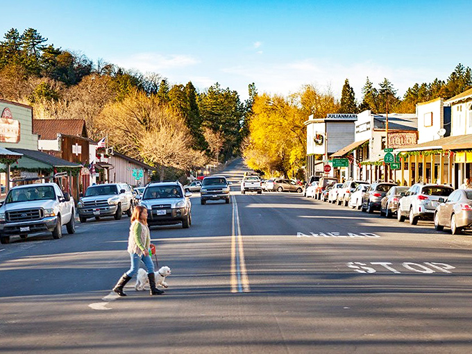 Main Street Julian unfolds like a Western movie set where someone forgot to yell "Cut!".