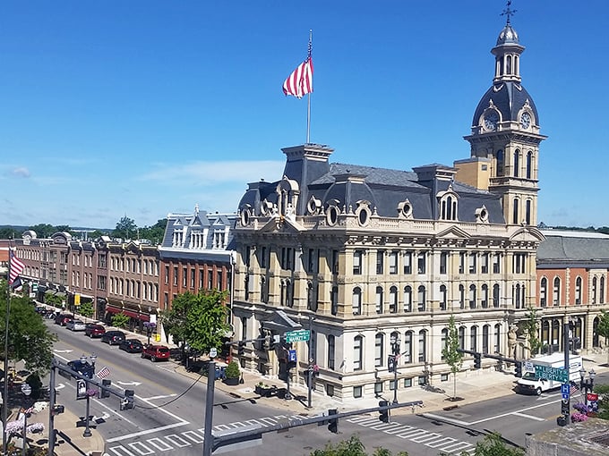 Downtown Wooster captures that perfect small-town magic – historic architecture, flowering trees, and a courthouse that looks like it belongs in a Norman Rockwell painting.