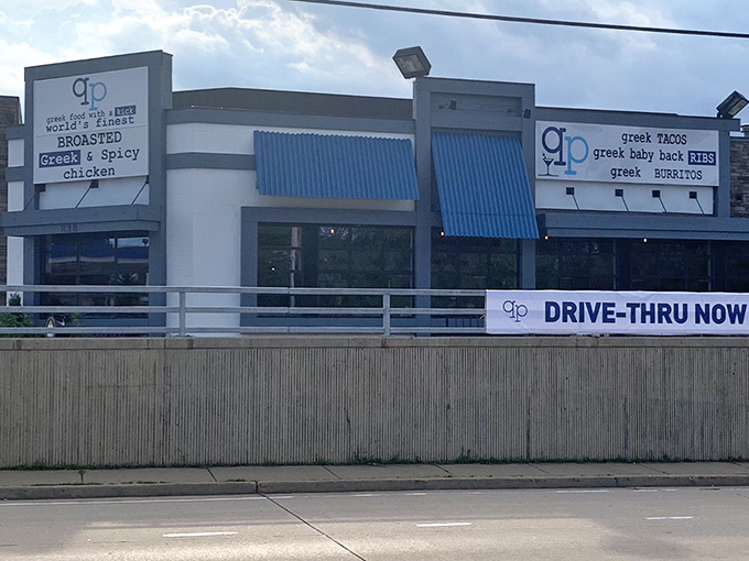 Blue awnings and bold signage announce QP's presence like a Mediterranean beacon in suburban Illinois. Greek tacos? Greek burritos? My curiosity is officially piqued.