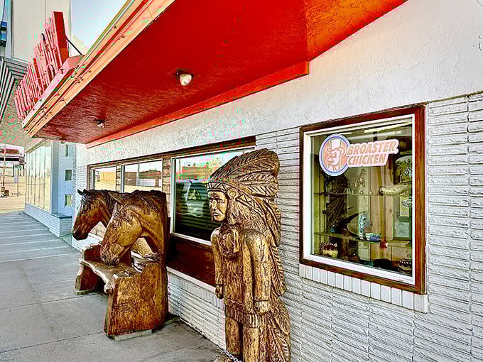 The iconic red awning and wooden sculptures welcome you like old friends. This isn't just a restaurant&mdash;it's an Idaho Falls landmark worth the journey.