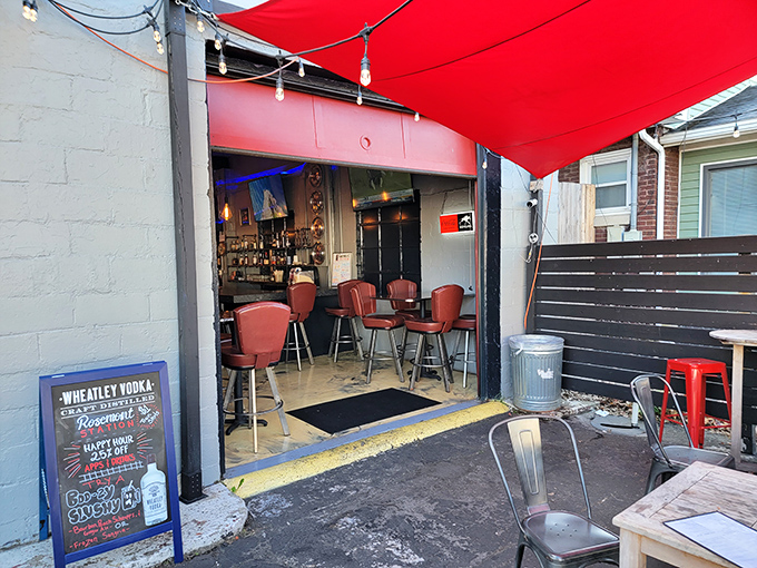 That bright red door isn't just an entrance&mdash;it's an invitation to flavor town. Rosemont Station's unassuming exterior hides culinary treasures waiting to be discovered.