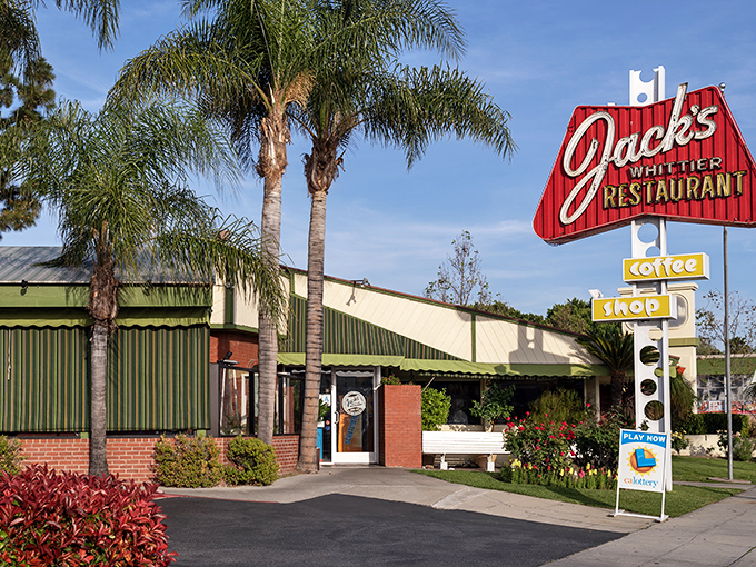 That iconic red sign has been calling hungry Californians home for decades. Jack's Whittier Restaurant stands as a beacon of comfort food excellence.