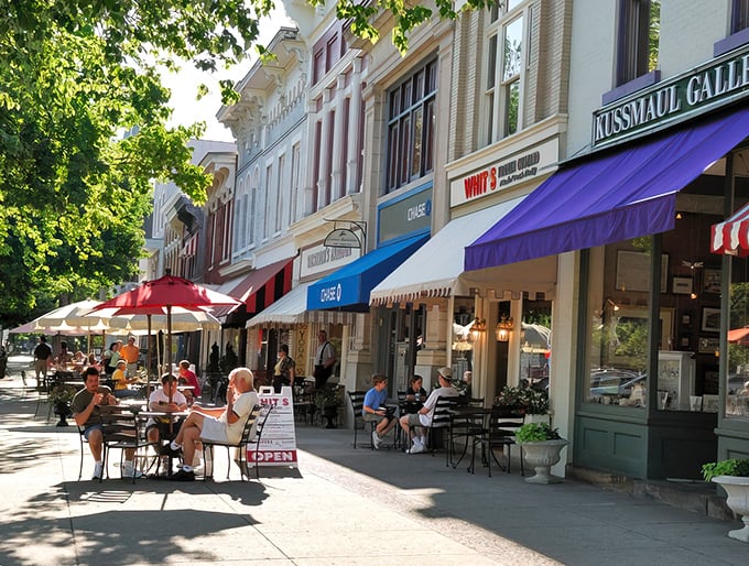 Aerial perspective reveals Granville's secret: a town that looks like it was designed by Norman Rockwell during his architectural phase.