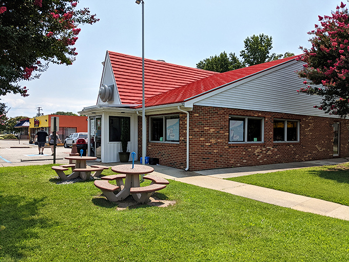 The A-frame architecture isn't just charming—it's a beacon of hope for the hungry. This little red-roofed kingdom has been Newport News royalty for decades.