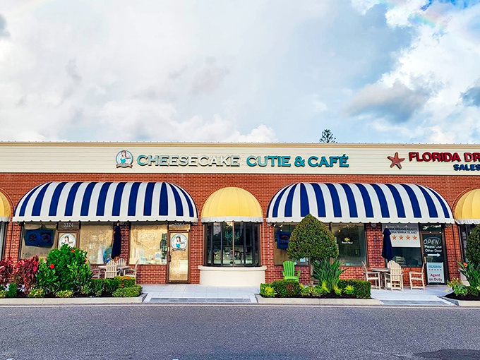Those blue and white awnings aren't just for show&mdash;they're like a beacon calling all cheesecake enthusiasts to their sugary sanctuary.