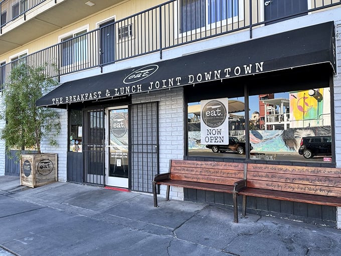Downtown's best-kept secret hides behind this unassuming storefront. The wooden bench outside invites you to catch your breath before the flavor explosion within.