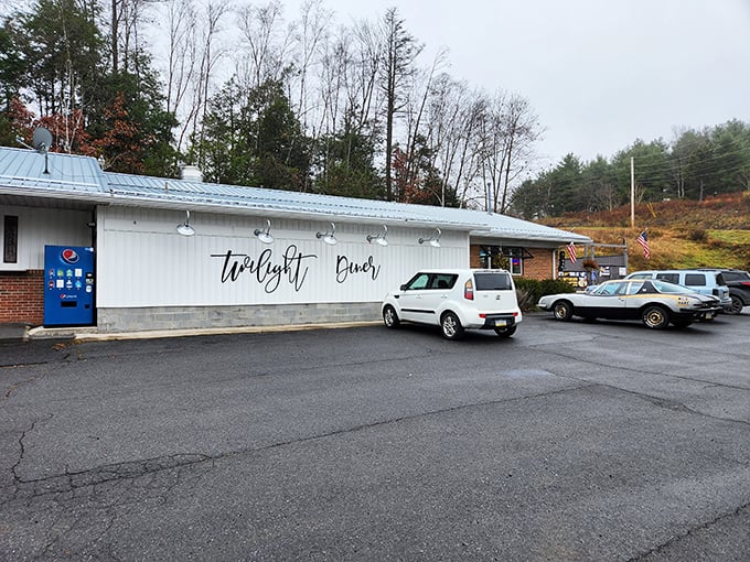 The unassuming exterior of Twilight Diner belies the culinary treasures within. Like finding a diamond in a roadside rest stop.