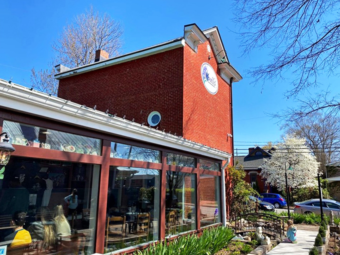 Americana perfected: A brick facade, welcoming porch, and vibrant flowers make Monell's exterior as inviting as your favorite aunt's house&mdash;but with better food.