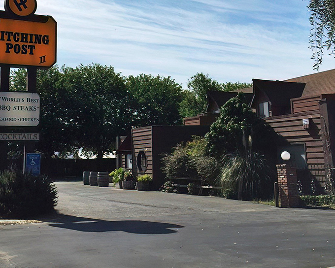 The unassuming exterior of Hitching Post 2 stands like a culinary mirage in Buellton, promising oak-fired delights that have drawn pilgrims for decades.