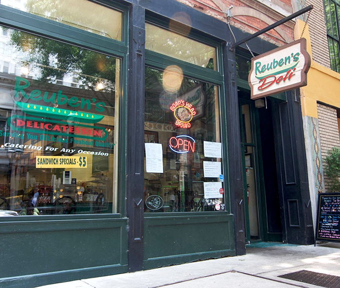 The classic brick storefront of Reuben's Deli brings a slice of NYC to downtown Atlanta, complete with that "you've-just-discovered-something-special" feeling.
