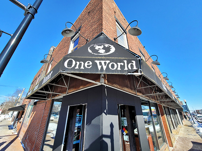 The unassuming brick exterior of One World Cafe stands like a culinary speakeasy, promising delicious secrets to those in the know.