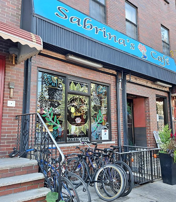 The bright blue awning of Sabrina's Caf&eacute; stands out like a breakfast beacon, promising morning delights to Philadelphia's hungry masses.