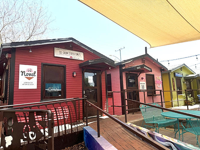 The little red schoolhouse of sweetness! Novel Ice Cream's charming exterior in Roosevelt Row promises frozen delights that would make even the most stoic Arizonan smile.