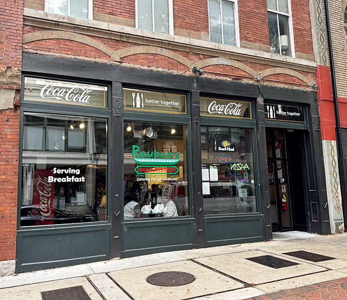 The classic brick storefront of Reuben's Deli brings a slice of NYC to downtown Atlanta, complete with that "you've-just-discovered-something-special" feeling.