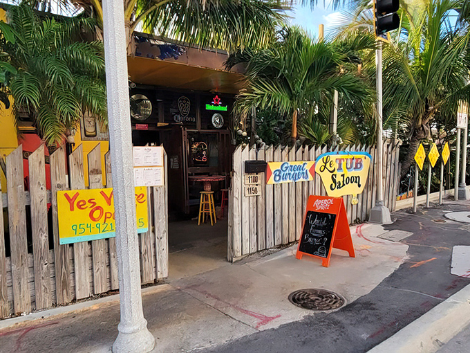 The bright yellow sign says it all: Le Tub has been a Hollywood institution since 1975, promising quirky charm before you even step inside.