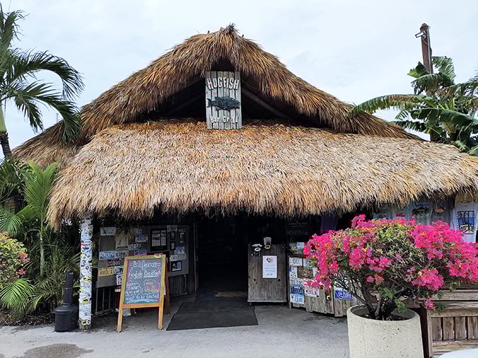 The iconic Phillips 66 sign and thatched roof welcome you to Hogfish Bar & Grill&mdash;proof that Florida's best treasures aren't always hiding in plain sight.
