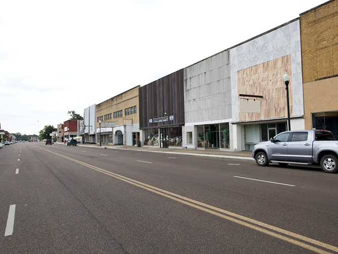 Colorful historic storefronts line Greenville's downtown, where time seems to move at the perfect pace for discovering hidden treasures and local charm.